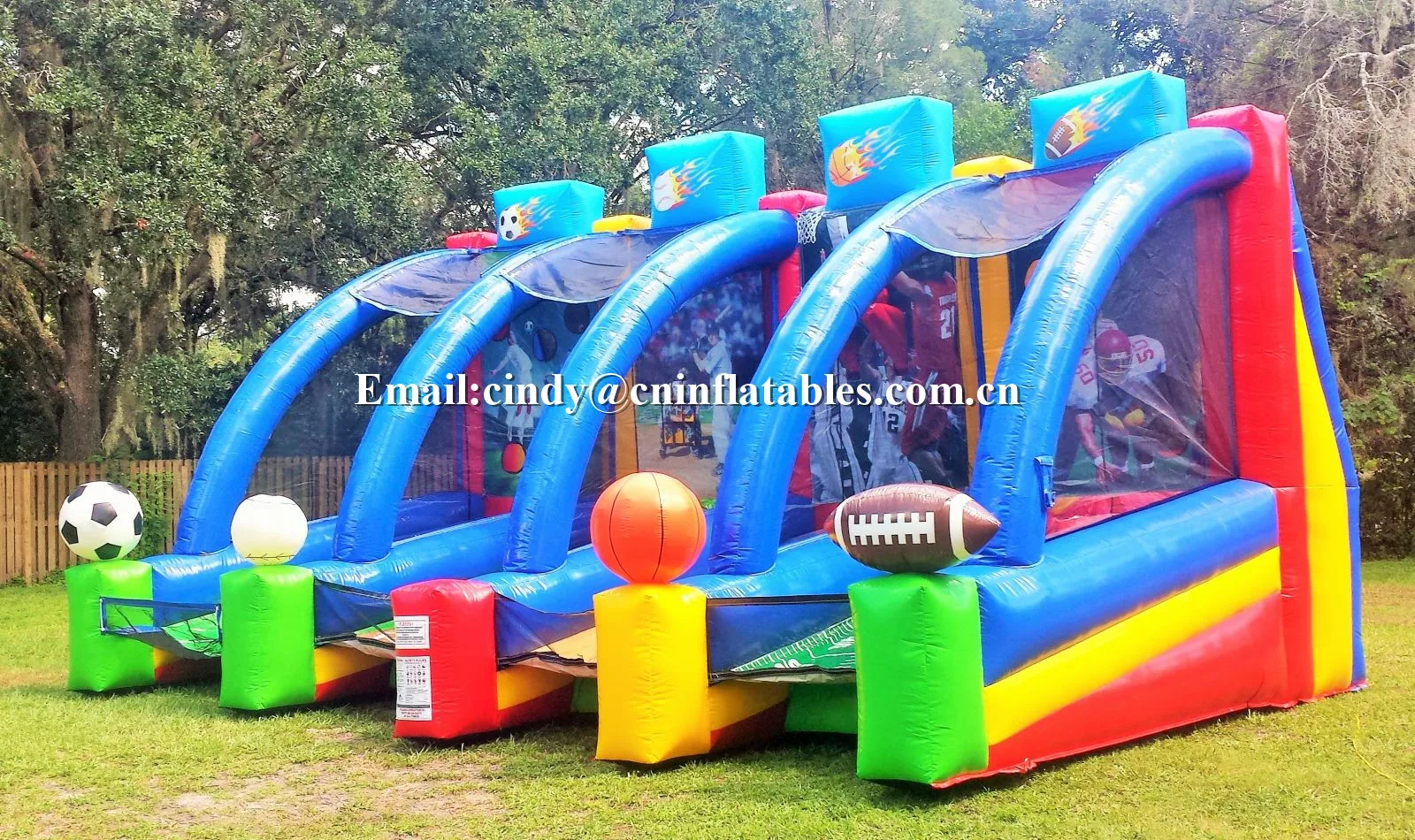 Ball Bucket Toss Carnival Game - 4 Way Play Sports Inflatable