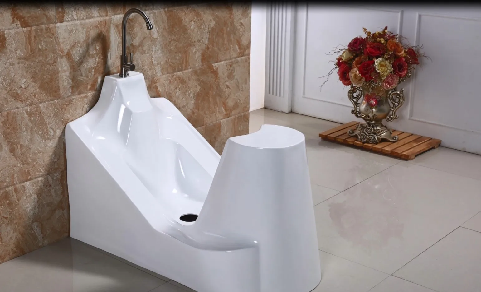 Modern Acrylic Wudu Sink for Muslim Prayer | Floor Mounted Foot Washer ...