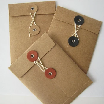 Custom Made Kraft Envelope With Button And String Closure - Buy Kraft ...