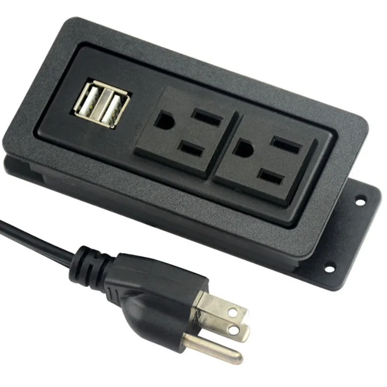 Retractable 2-us Standard Outlet & 2-usb Ports Cabinet Insert Power ...