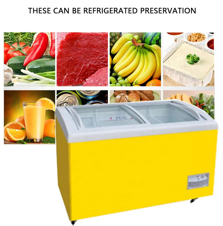 Congelador Horizontal Comercial de 208L con Puerta Doble de Vidrio ...