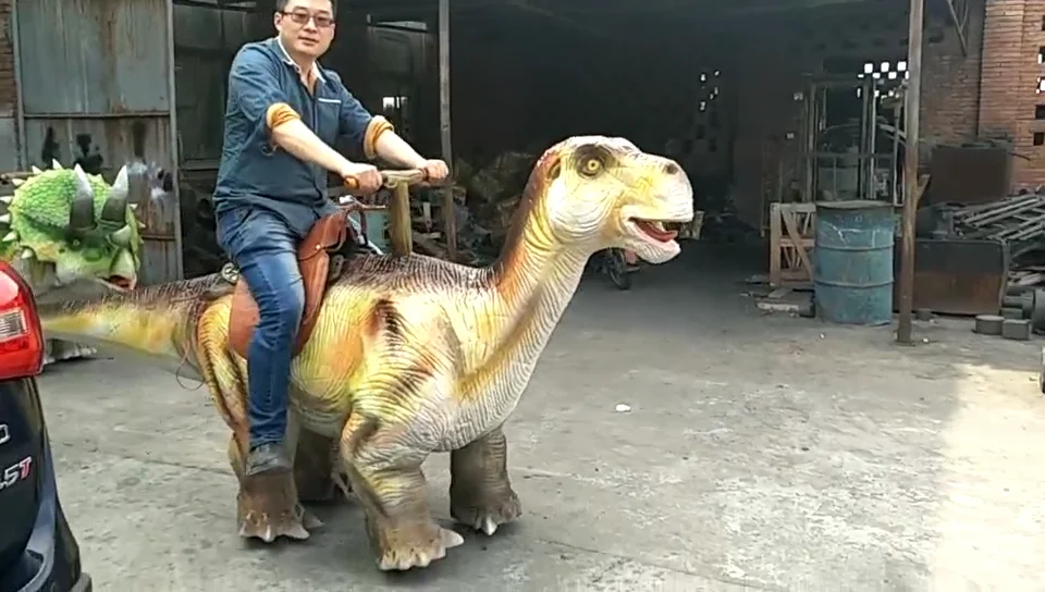 Amusement Park Motorized Walk Riding Animatronic Dinosaur Rider Machine ...