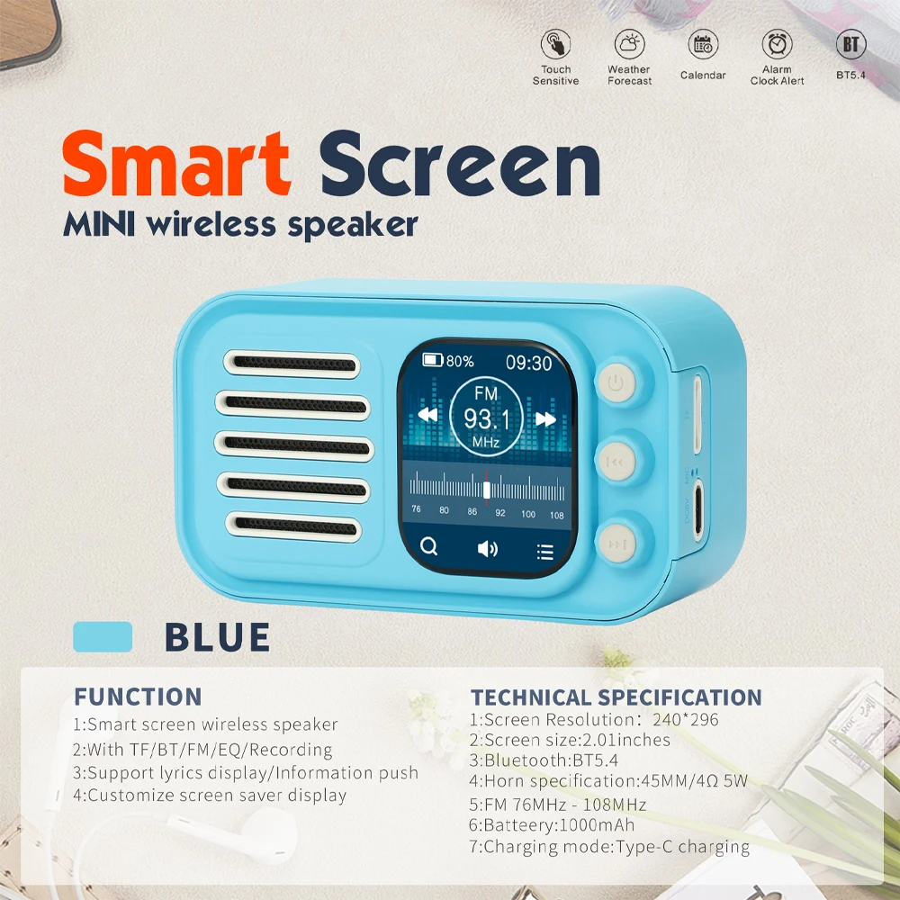 HS-3901 Portable Speaker Display Digital Radio Weather Display Alarm ...