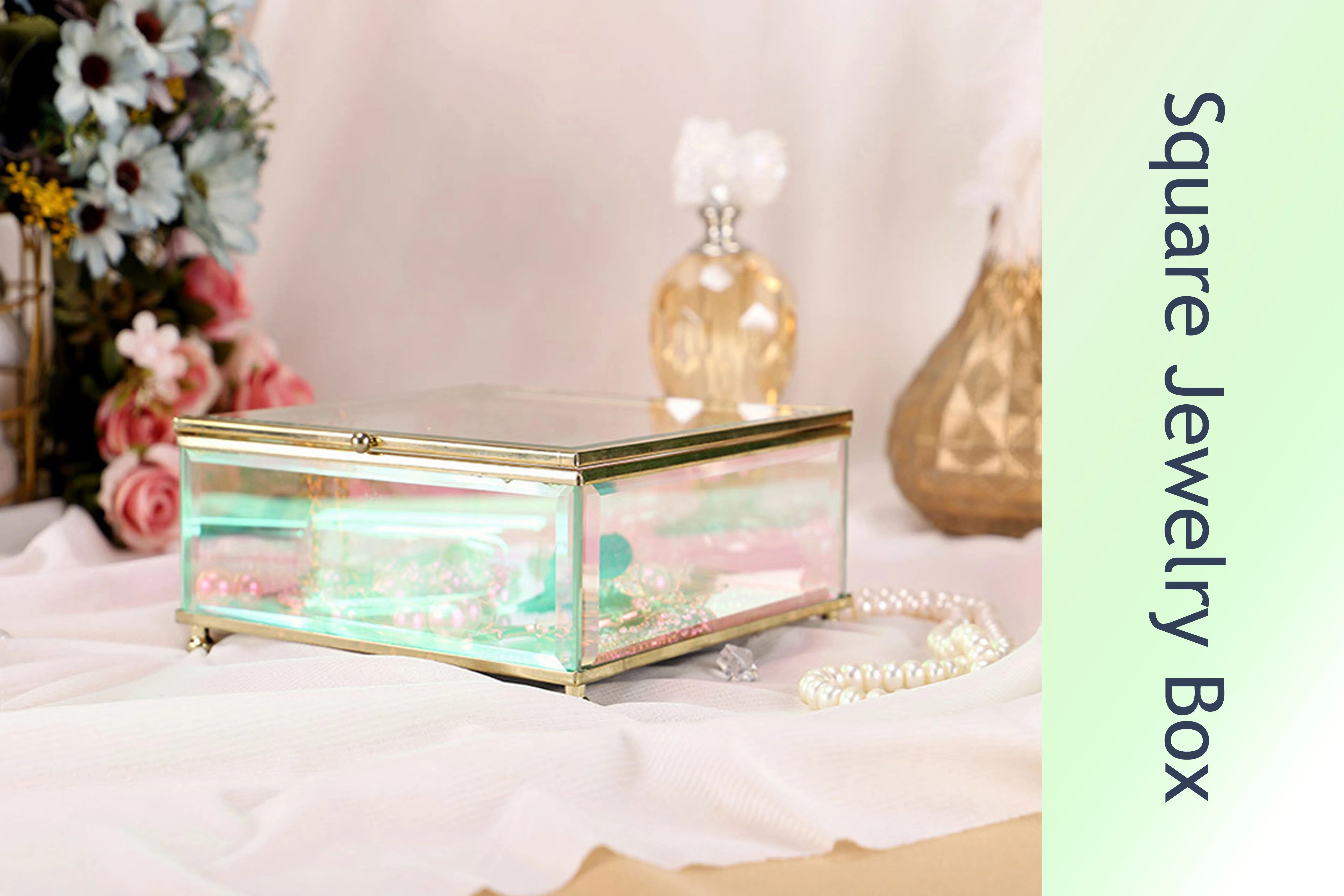 Customized T Iridescent Clear Glass Jewelry Box Buy Personalised Jewelry Boxcustom