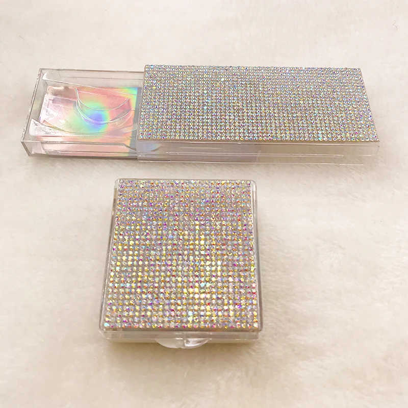 Glitter Bling Diamonds Empty Diamond Lash Box Bling Mink Eyelash Case ...