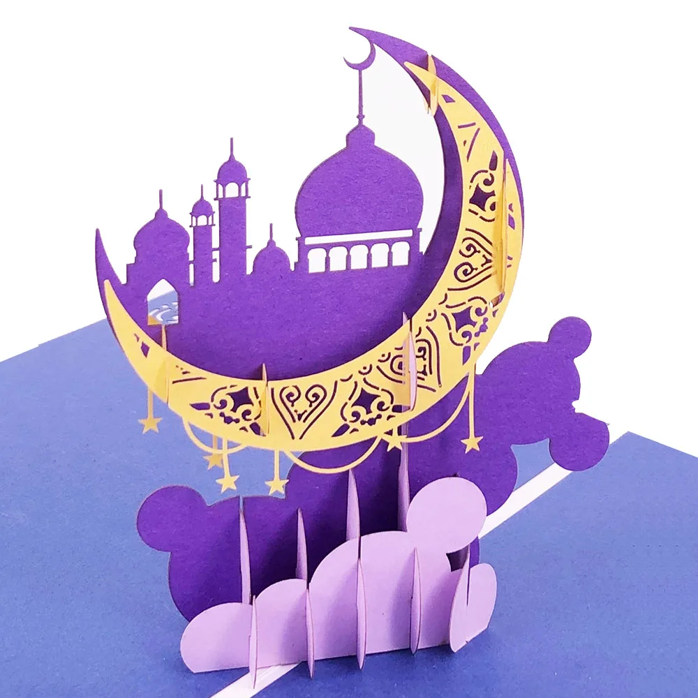 Oem Design Eid Mubarak 3d Pop Up Greeting Card Custom With Logo - Buy ...