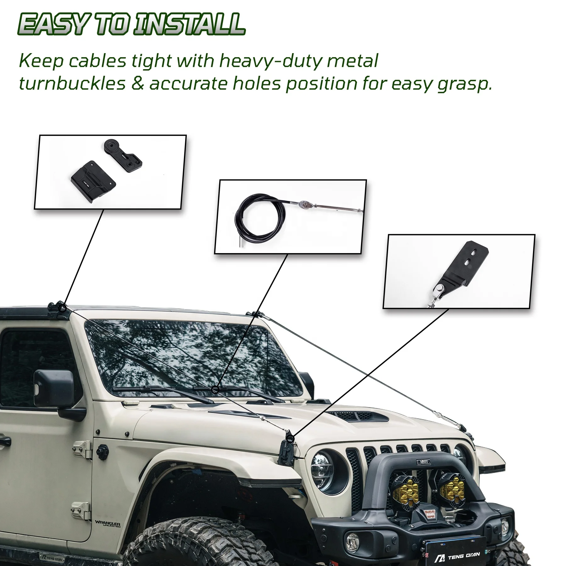 TENGQIAN Branch Splitter Adjustable Limb Riser Kit for Jeep Wrangler JL ...