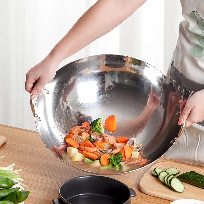 Large Commercial Induction Wok Cooker with Double Handles