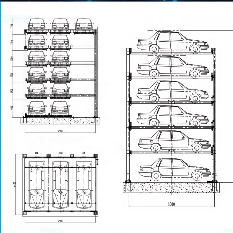 Three to Six Layers Smart Parking Lift Lifting and Traversing ...