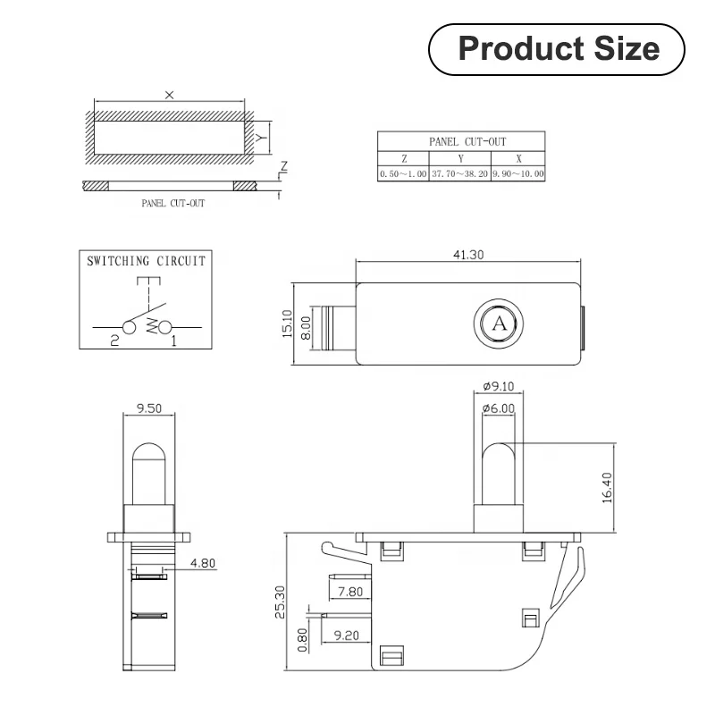 2 Pin Self-resetting Refrigerator Door Switch Freezer Push Button ...