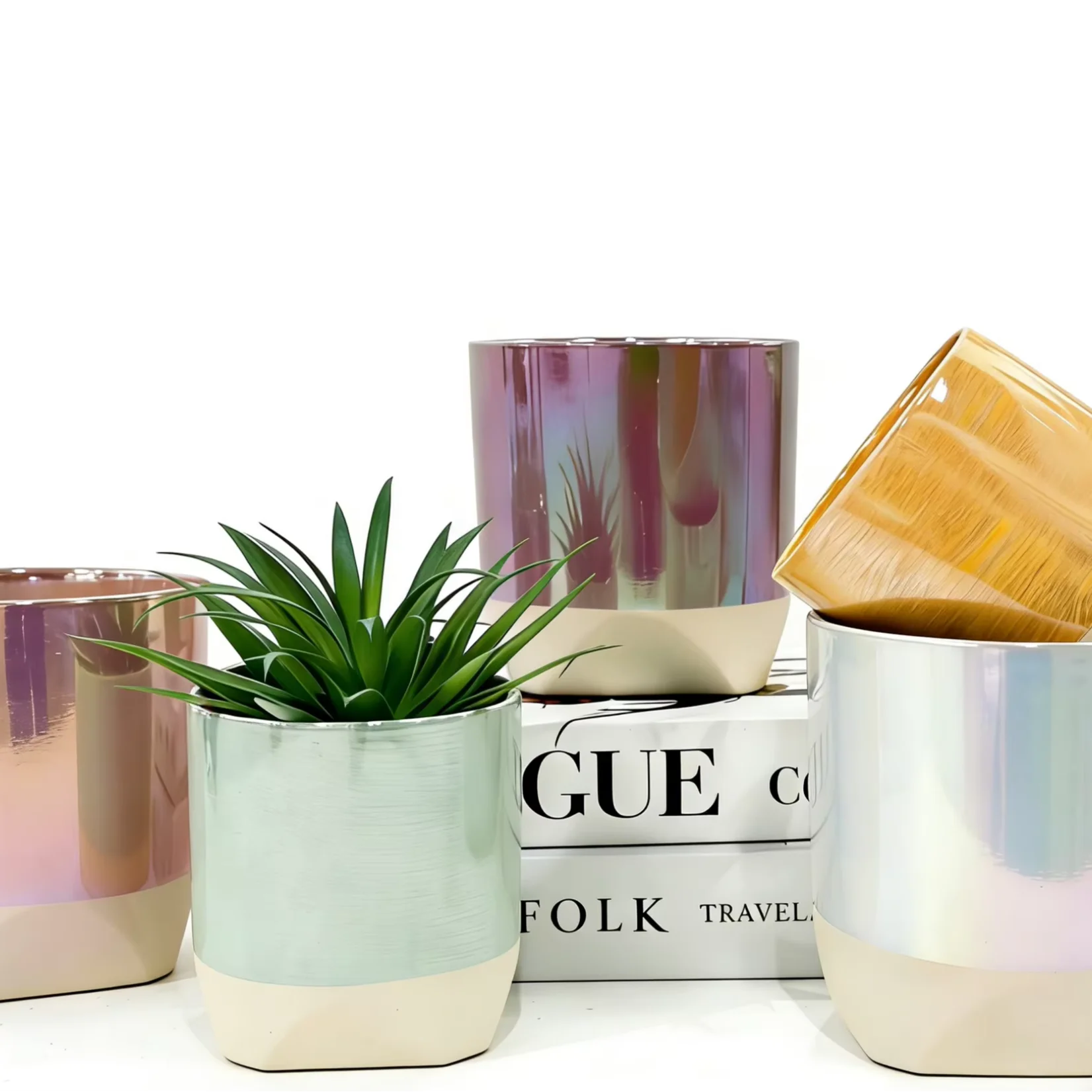 Wholesale Iridescent Chrome Finish Ceramic Succulent Planters ...