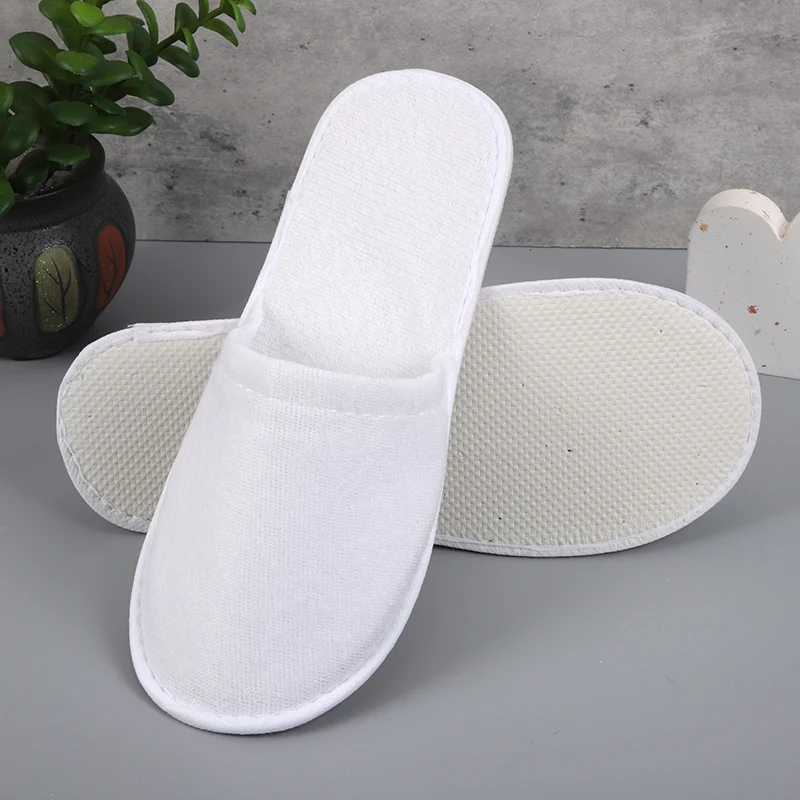 Disposable Slippers Napping Material Closed-toe White Individually ...