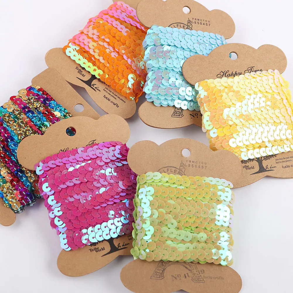 6mm Flat Laser Sequins Round String Line Shiny PVC Spangle Sequins Tape ...