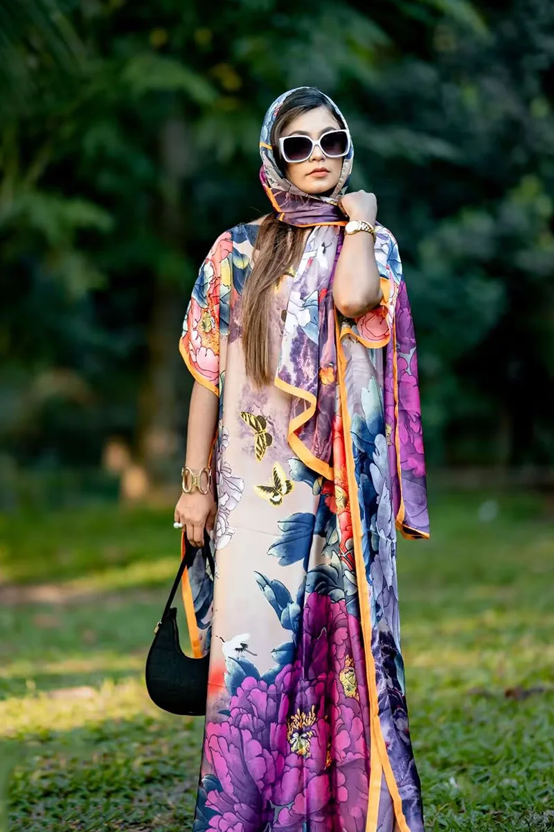 PROMISTAR 2025 Wholesale Luxury Designer Silk Printed Robe