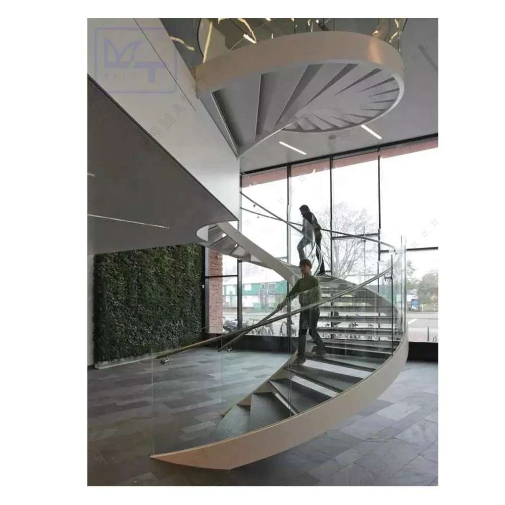 Curved/arc Spiral Staircase,Indoor Staircase,Luxury Modern Home ...