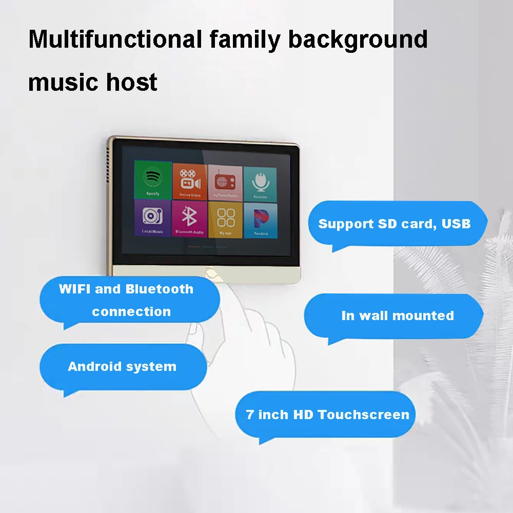 Android in Wall Mount BT Amplifiers Bluetooth Home Audio Mini AMP WIFI ...