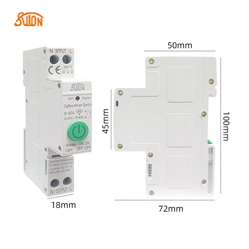 MCB Zigbee Timer Relay - 1P 40A Energy Metering Solution