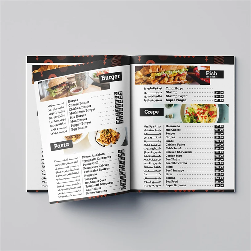 Custom Printing Food Menu Book Restaurant Menu - Buy Restaurant Menu ...