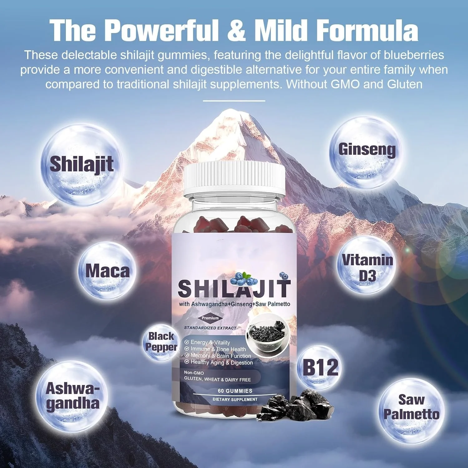 Shilajit Pure Himalayan Organic Gummies 66000Mg+, Shilajit Gummies ...