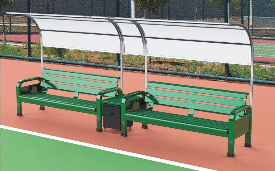 Tennis Court Aluminium Bench and Outdoor Table Chair with Awning ...