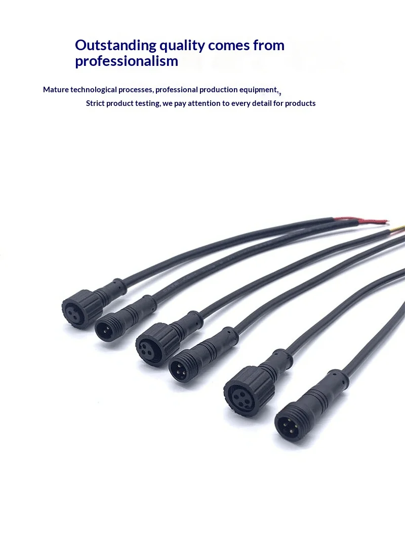 M8 IP67 Waterproof Copper Nylon Plug Wire Harness 2 Core Male/Female ...