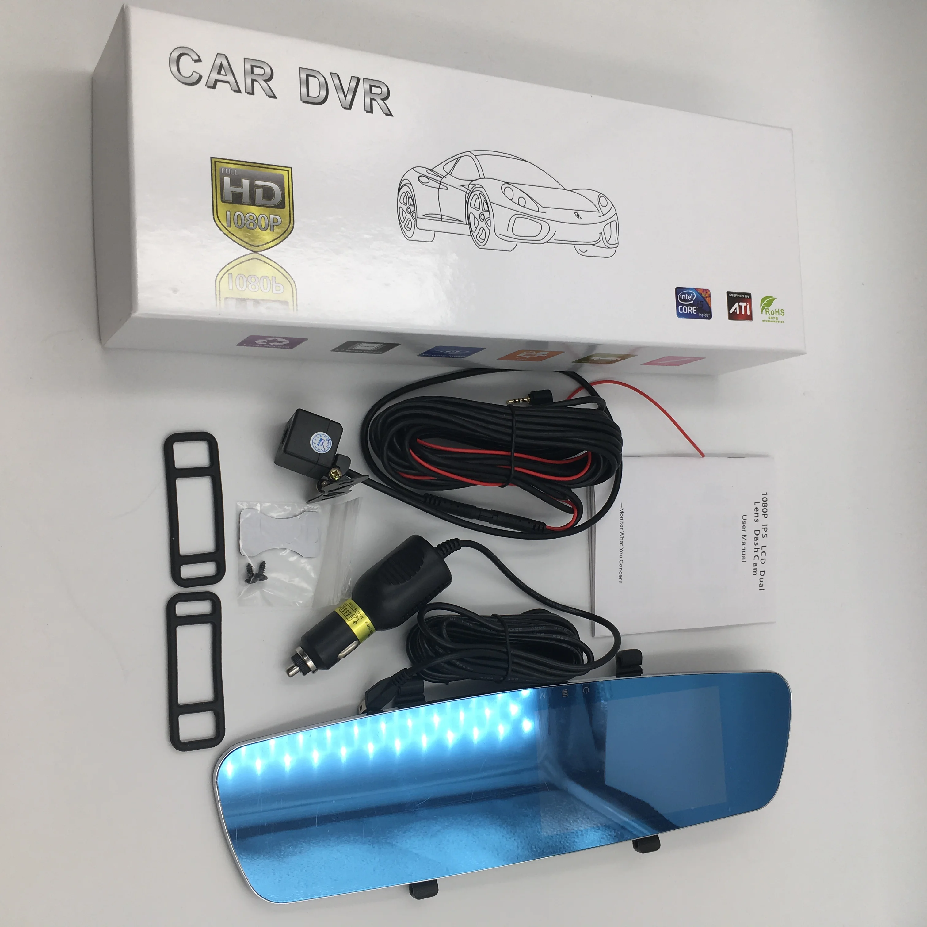 Adas 5inch Wdr 1080p Car Camera,Dual Lens Dashcam,Rearview Mirror ...
