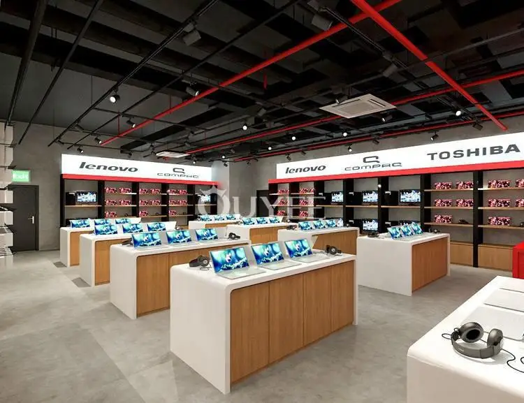 Elegant 3d Rendering Customized Glass Laptop Store Furniture Laptop ...