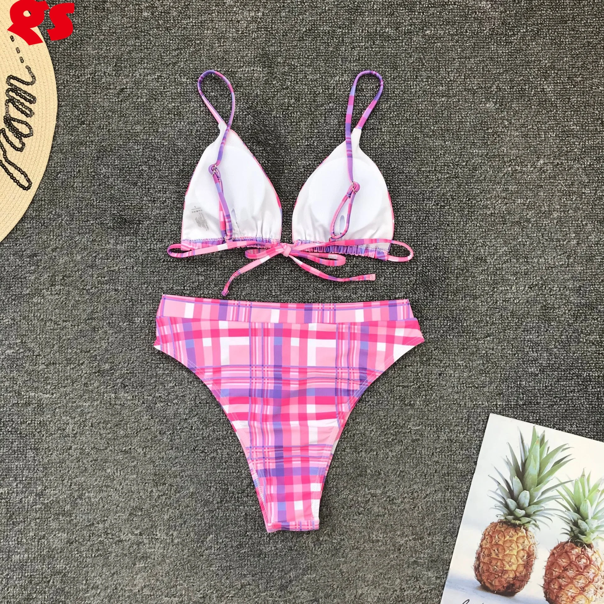 Checkles Printed Halter Triangle Mini Bikini Two Piece Swim Suit - Buy ...