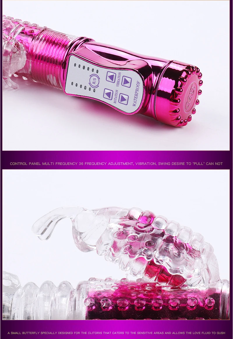 Butterfly Vibrator Dildo Telescopic Rotating Bead Rods Dual Vibration