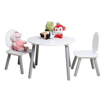 Kids Furniture Round Wood Children Table And 2 Chairs Set - Buy ...