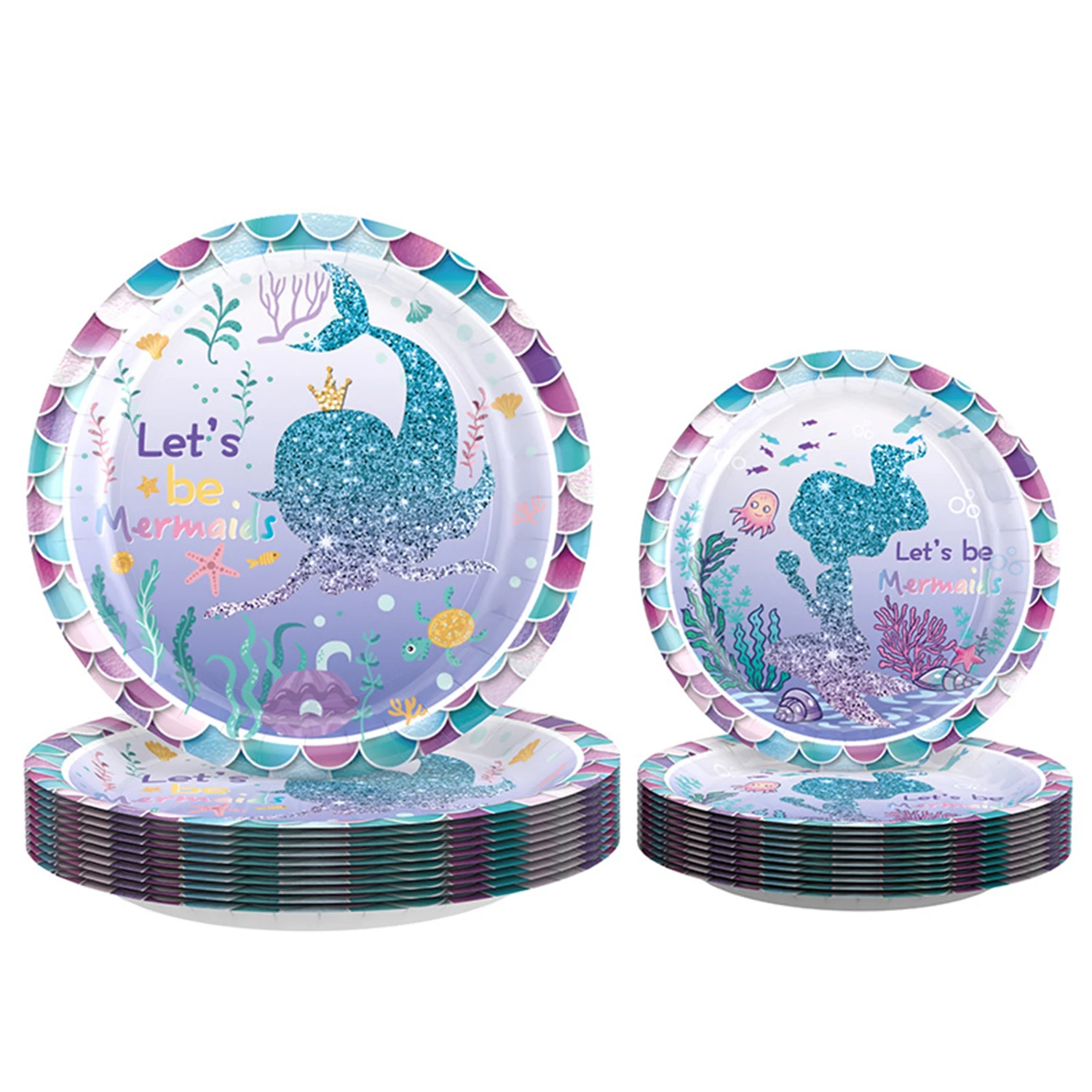96 Pcs Mermaids Party Decorations Supplies Custom Mermaids Ocean ...
