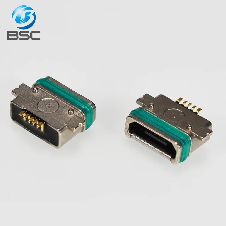 Waterproof Ip67 Micro Usb 2.0 5pin Female Socket Connector With High ...