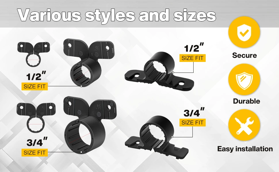 1/2 Inch PEX Copper CPVC Pipe Supports Clamp Supports Pipe Clamps PEX ...