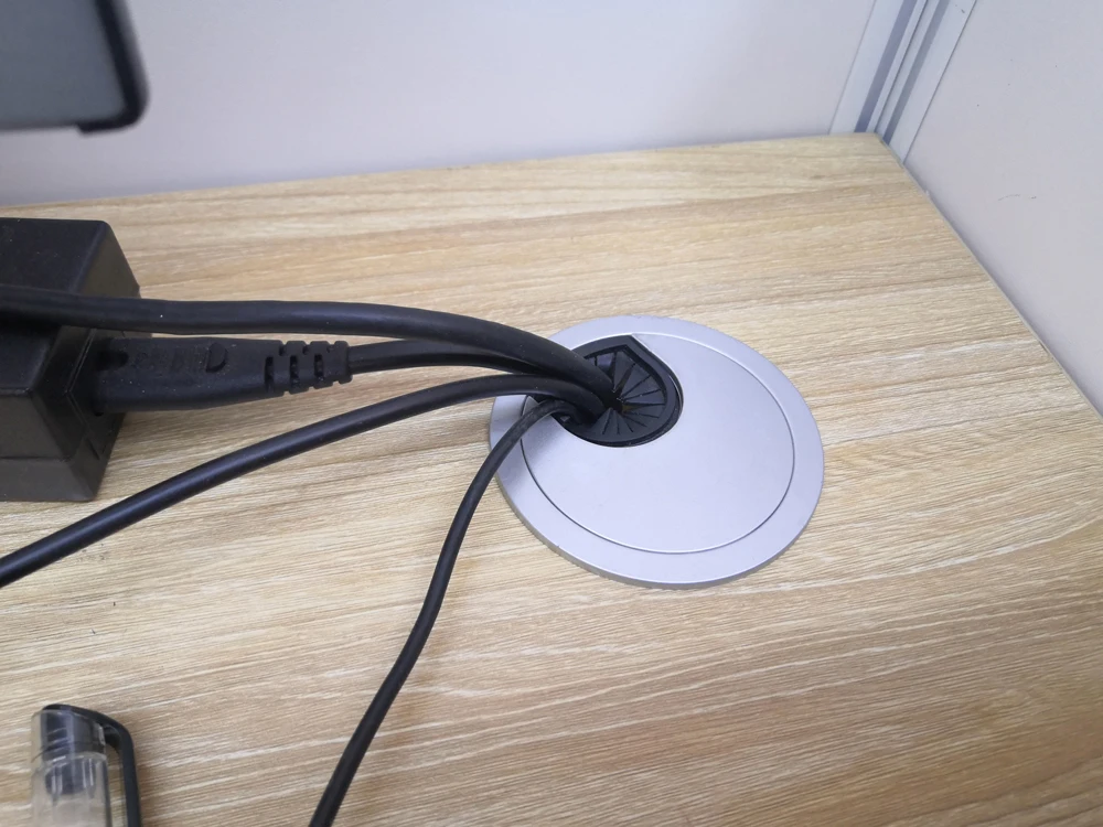 Office Desk Aluminum Square Power Grommet Box Electric Wire Cable ...