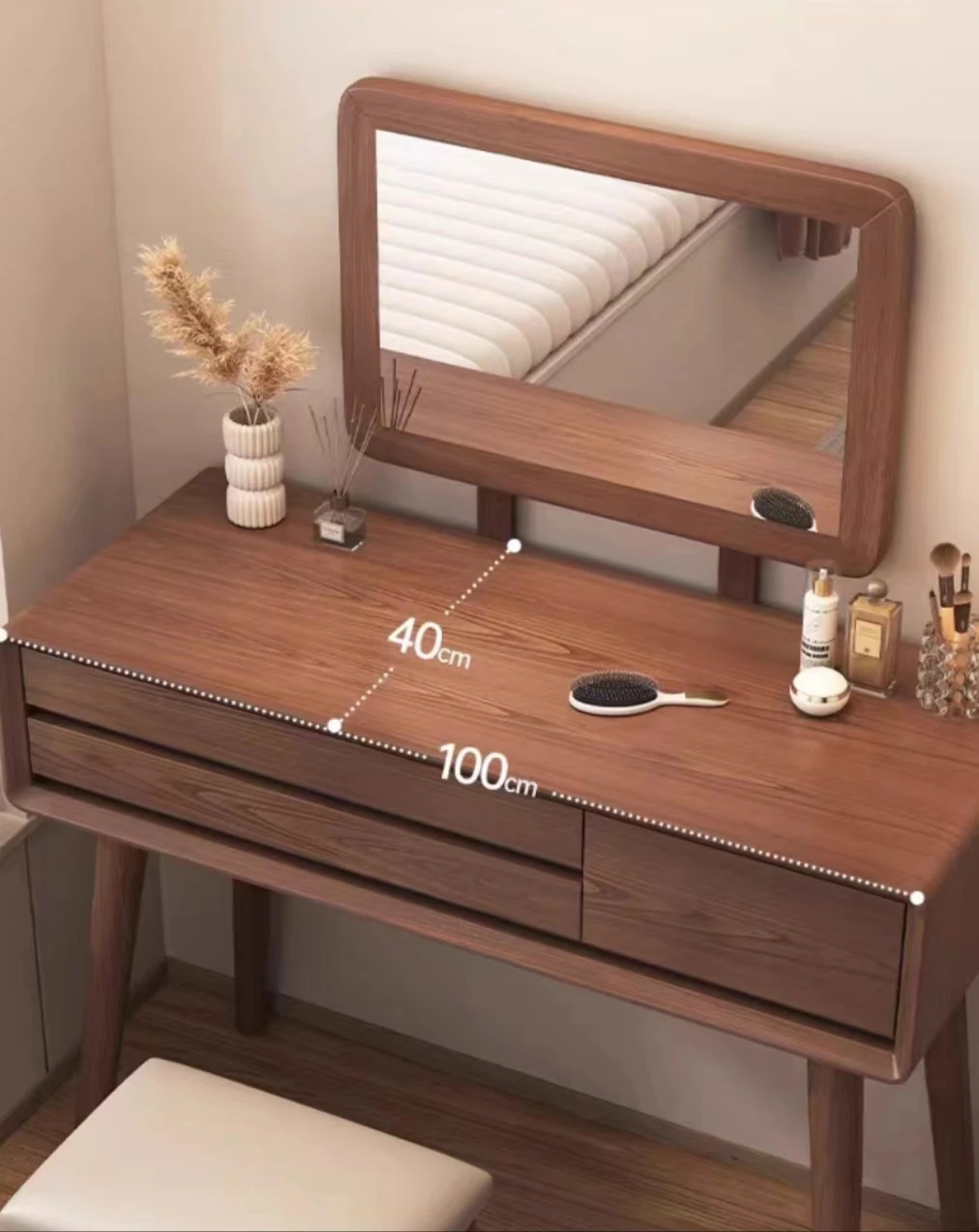 Simple Modern Solid Wood Dressing Table Bedroom Dressing Table With Led ...
