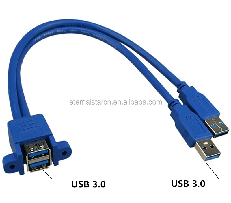 2 Ports Dual Usb 3.0 Male To Usb 3.0 Female Data Extension Cable With ...