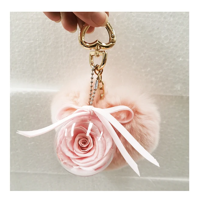 Wholesale Cute Keychain Preserved Flower Rose Keychain Acrylic Custom ...