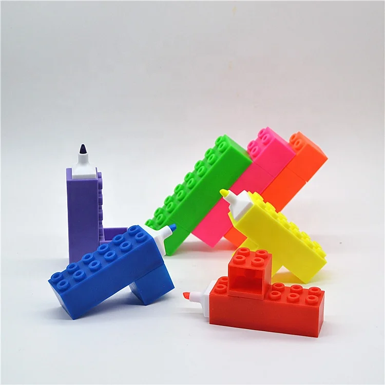 Promotional Custom Child Build Block Toy Body Highlighter Marker Pen ...