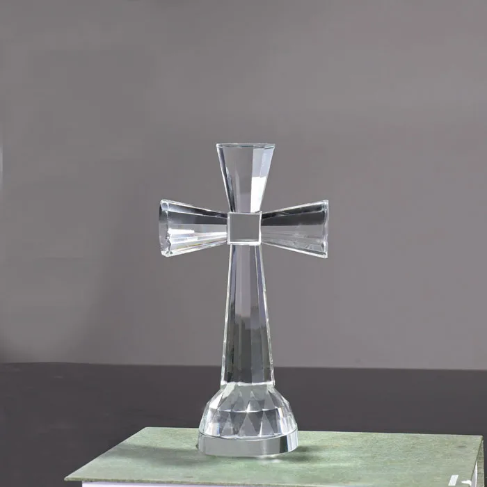 Clear Crystal Glass Standing Cross MH-15550 - Art & Collectible