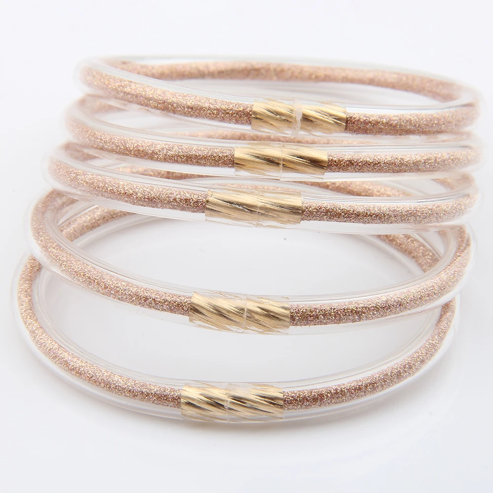 New Multi-strand Neon PVC Pipe Bracelet Vintage Black Glitter Jelly ...