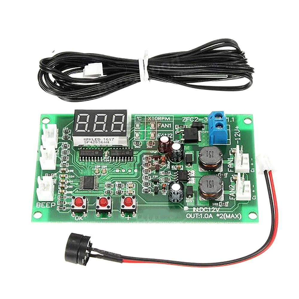 DC 12V 2 CH PWM Digital DC Motor Speed Controller Governor Fan Thermostat Temperature Control ...