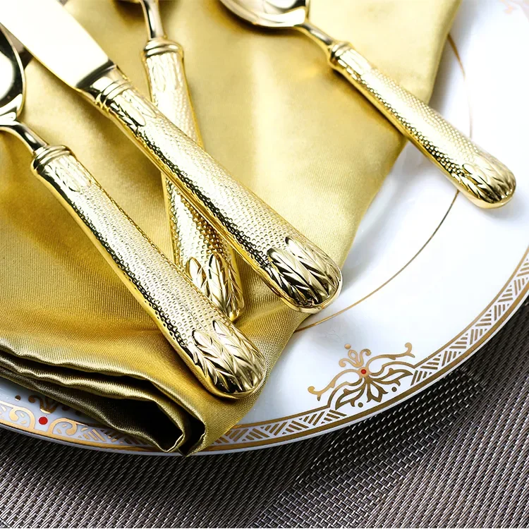 304 Gold Plated Sliver Cutlery Stainless Steel Wheatear Patterned ...