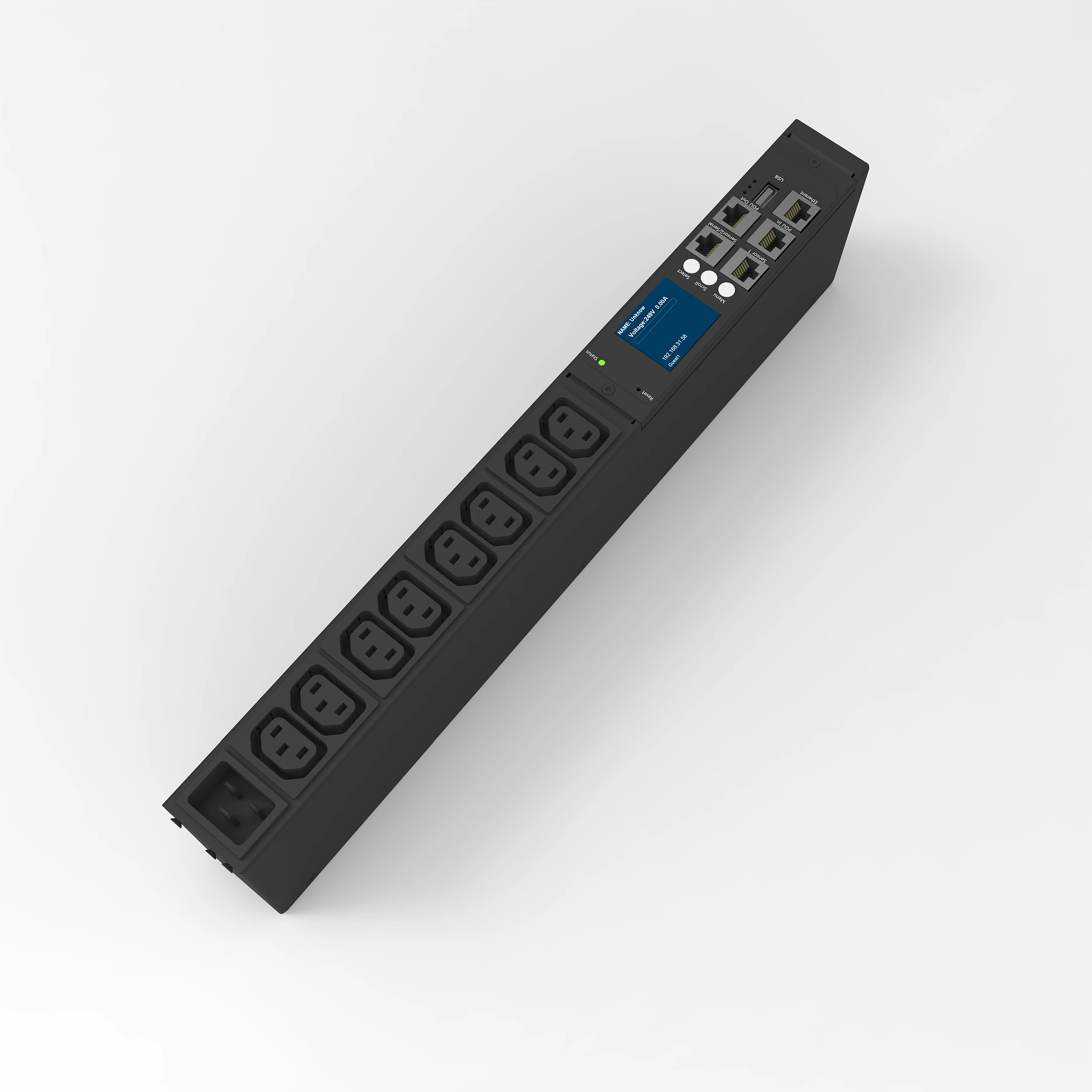 19 Inch 1u Smart Pdu Metered Input Single Phase 16a 100-240v Network Ip 8 Way Iec C13 Power ...