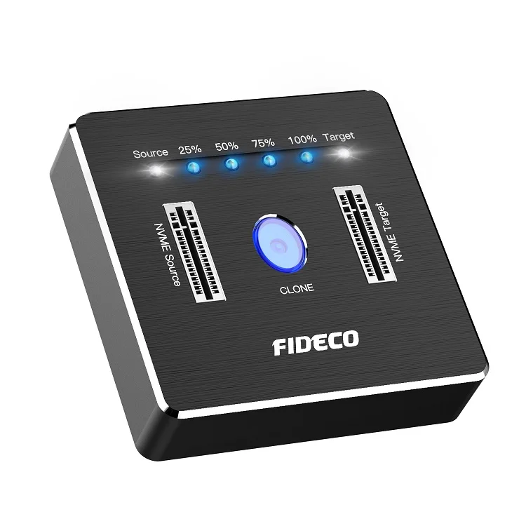 FIDECO M.2 NVME Duplicator Clone Docking Station - Dual-bay
