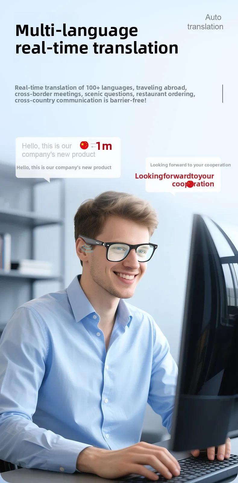 Smart Glasses for Men Smart Safety Glasses Ai Smart Glasses Translate ...