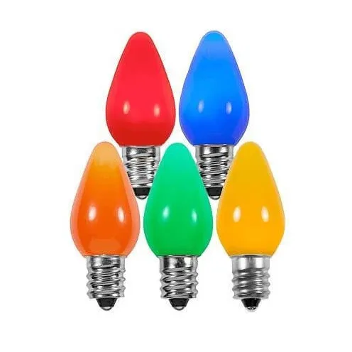 Colored C7 LED Light Bulbs Opaque - Perfect for Holiday Decor
