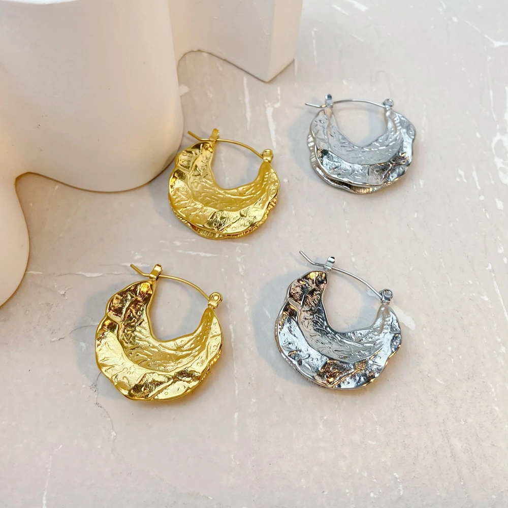 Irregular And Irregular Hammered Texture Pleated Necklace Jewelry Set ...