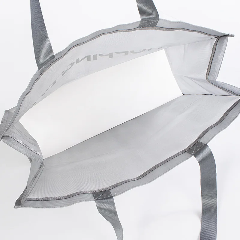 Customized Logo Large Transparent Nylon Mesh Shopping Bag