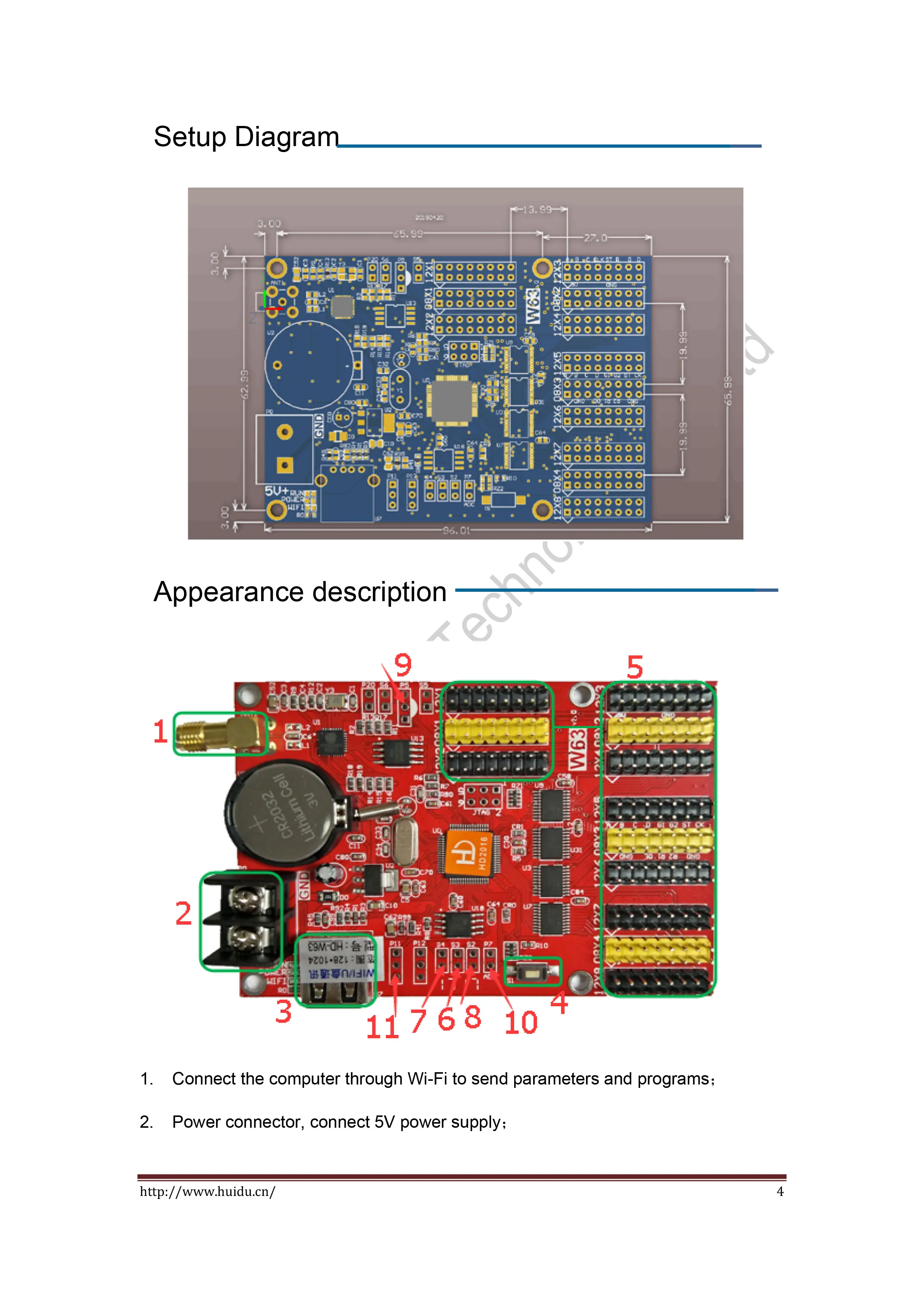 Huidu Single Dual Color WIFI Control Card HD-W63 for P10 LED Display