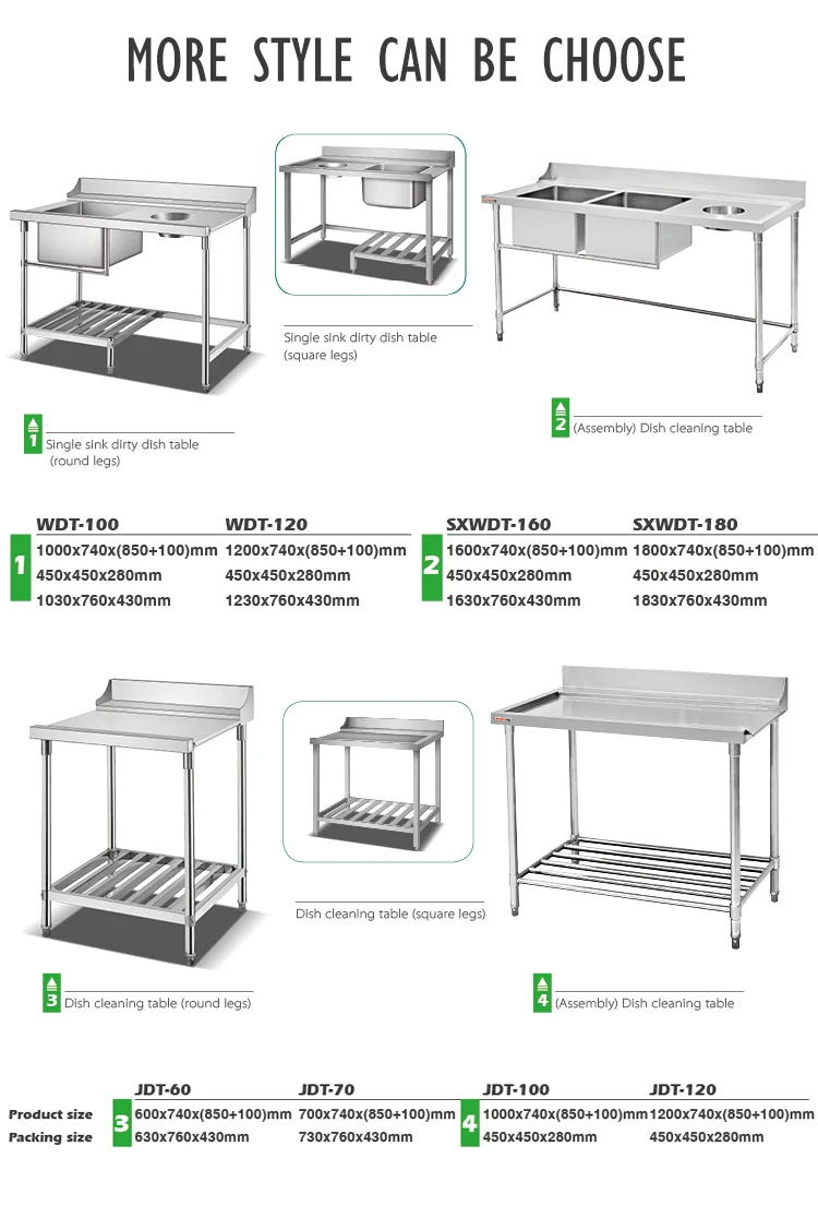 Stainless Steel Sink Table With Waste Hole Washing Table/dishwasher ...